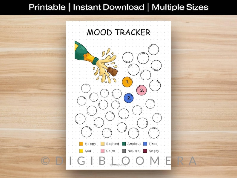Champagne Mood Tracker | Printable Journal Page | Daily Feelings - Etsy