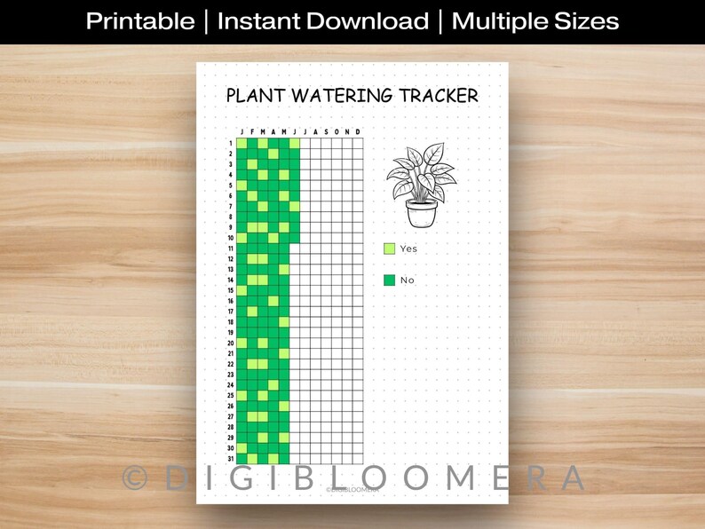 Plant Watering Tracker, Printable Journal Page, Houseplant Water ...