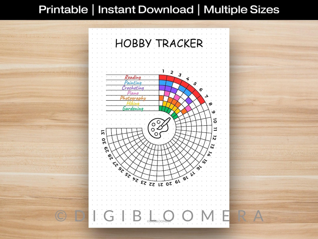 Hobby Tracker Wheel, Printable Journal Page, Habit Tracker, Monthly ...
