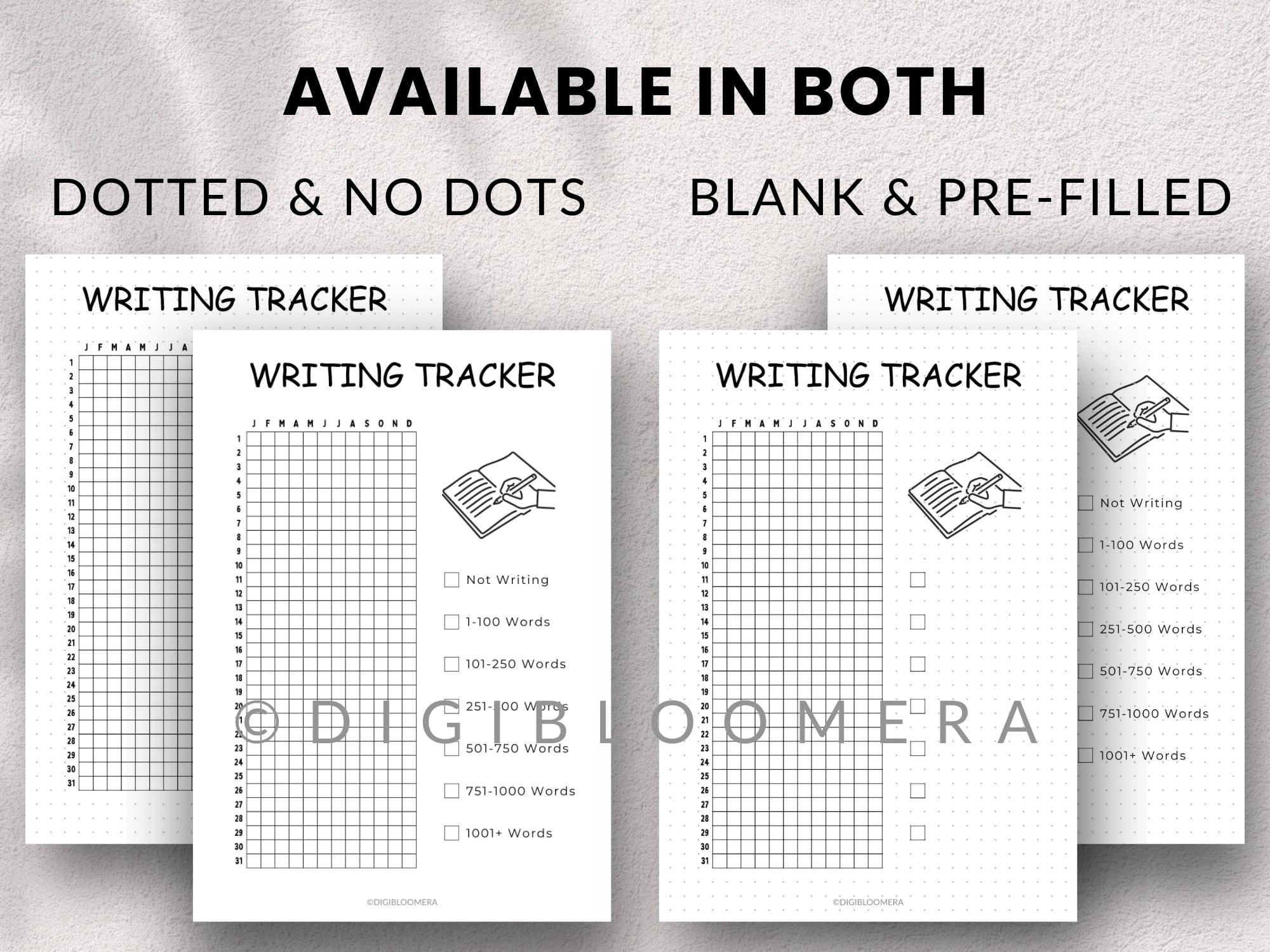 Writing Tracker, Printable Journal Page, Word Count Log, Habit Tracker ...