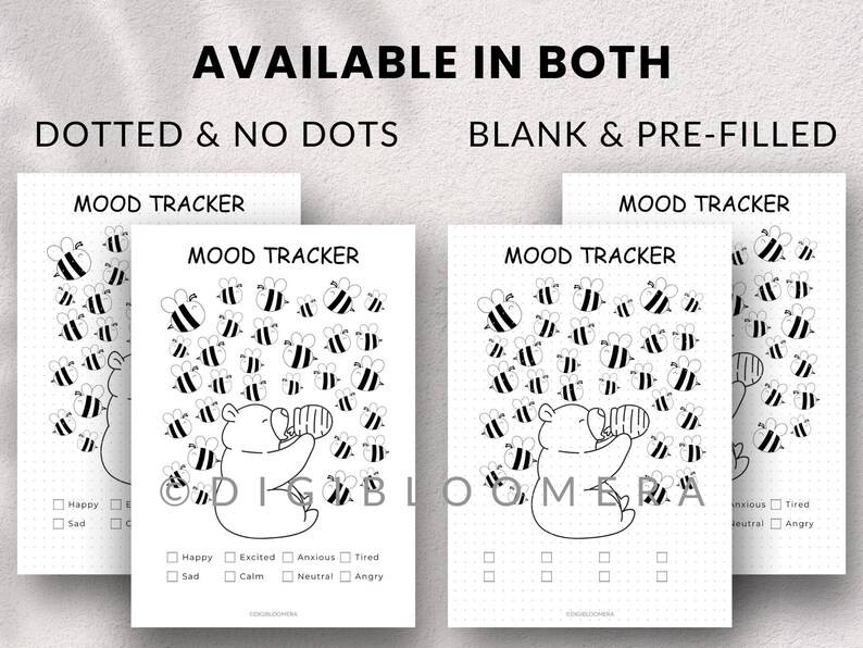 Bee Mood Tracker Printable, Journal Page, Daily Mood Tracker, Feelings ...