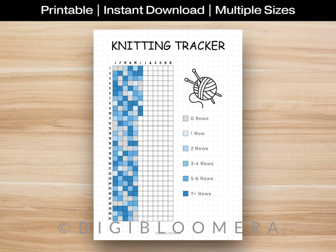 Knitting Progress Tracker | Printable Journal Page | Rows Log - Etsy
