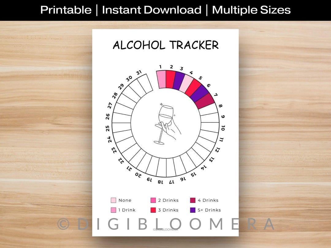 Alcohol Tracker Monthly, Printable Journal Page, Alcohol Intake Log ...