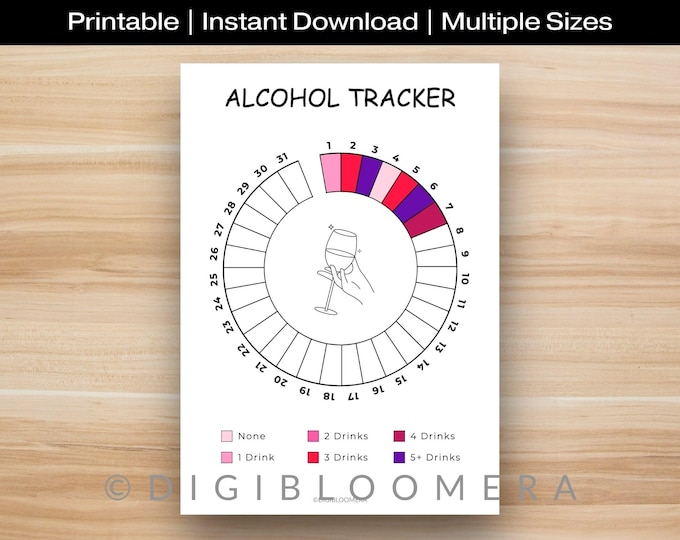 Alcohol Tracker | Printable Journal Page | Planner Page | Monthly ...