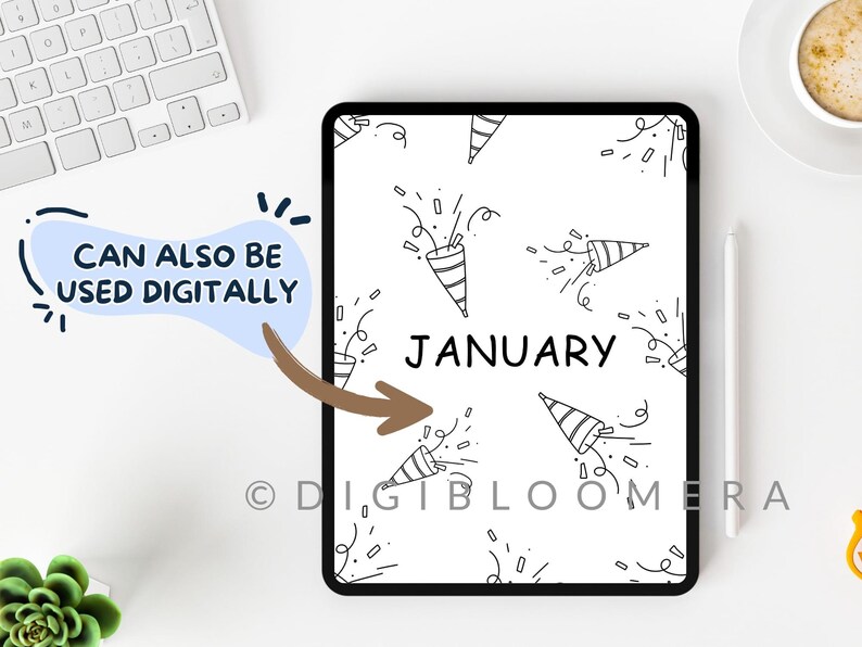 January Calendar & Title Page | Printable and Digital Journal Pages ...