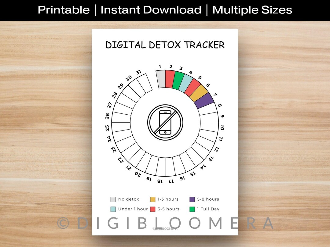 Digital Detox Tracker, Printable Journal Page, Screen Time Tracker ...