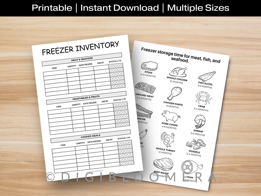 Freezer Inventory Tracker, Printable Journal Page, Food Inventory ...