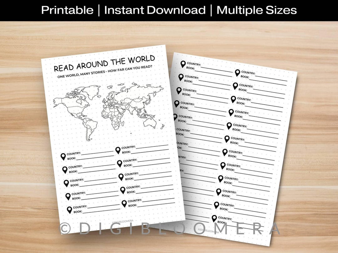 Read Around the World Challenge | Printable Journal Page | Book Tracker ...
