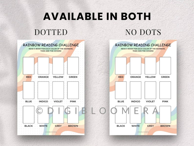 Rainbow Reading Challenge | Printable Journal Page | Book Tracker - Etsy
