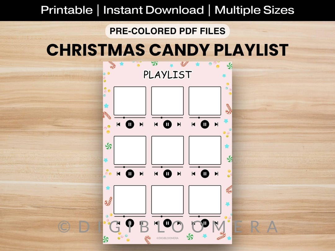 Christmas Candy Playlist Tracker | Pre-colored Printable Journal Page ...