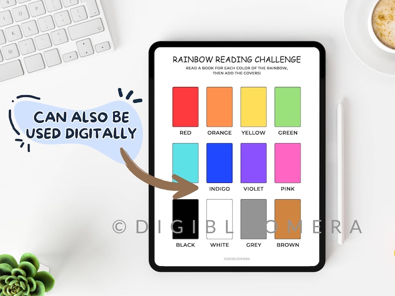 Rainbow Reading Challenge | Printable Journal Page | Book Tracker - Etsy