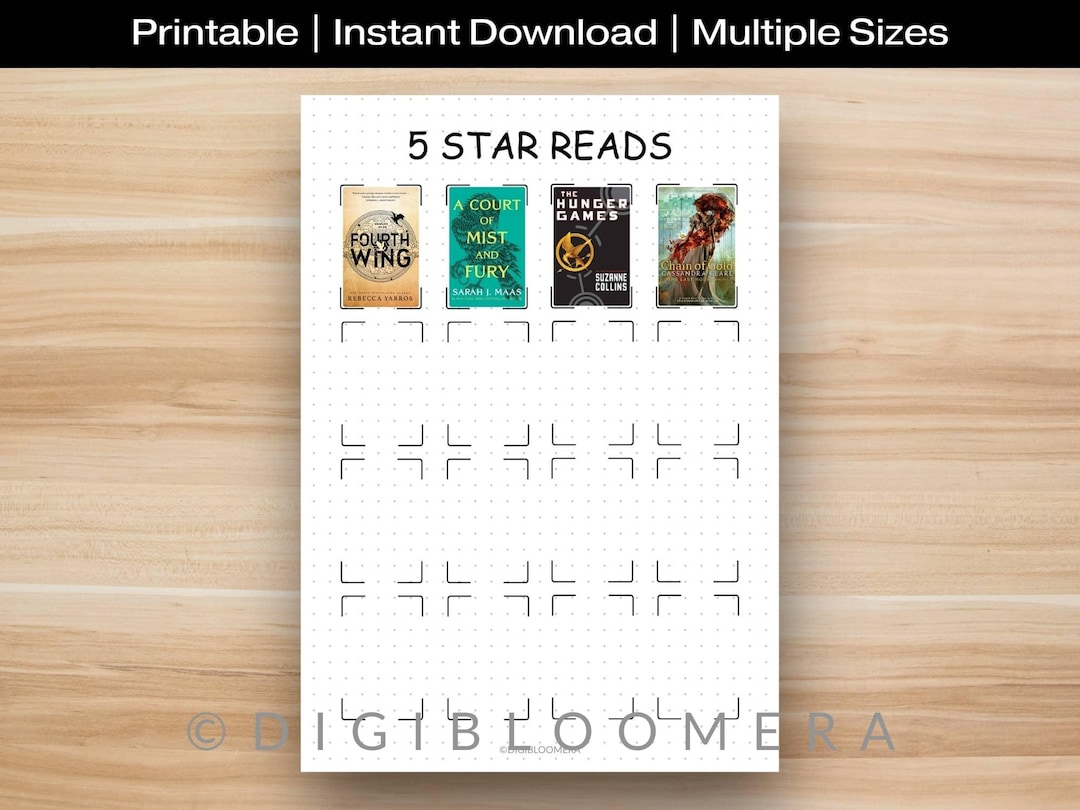 5 Star Reads | Printable Reading Journal Page | Book Tracker - Etsy