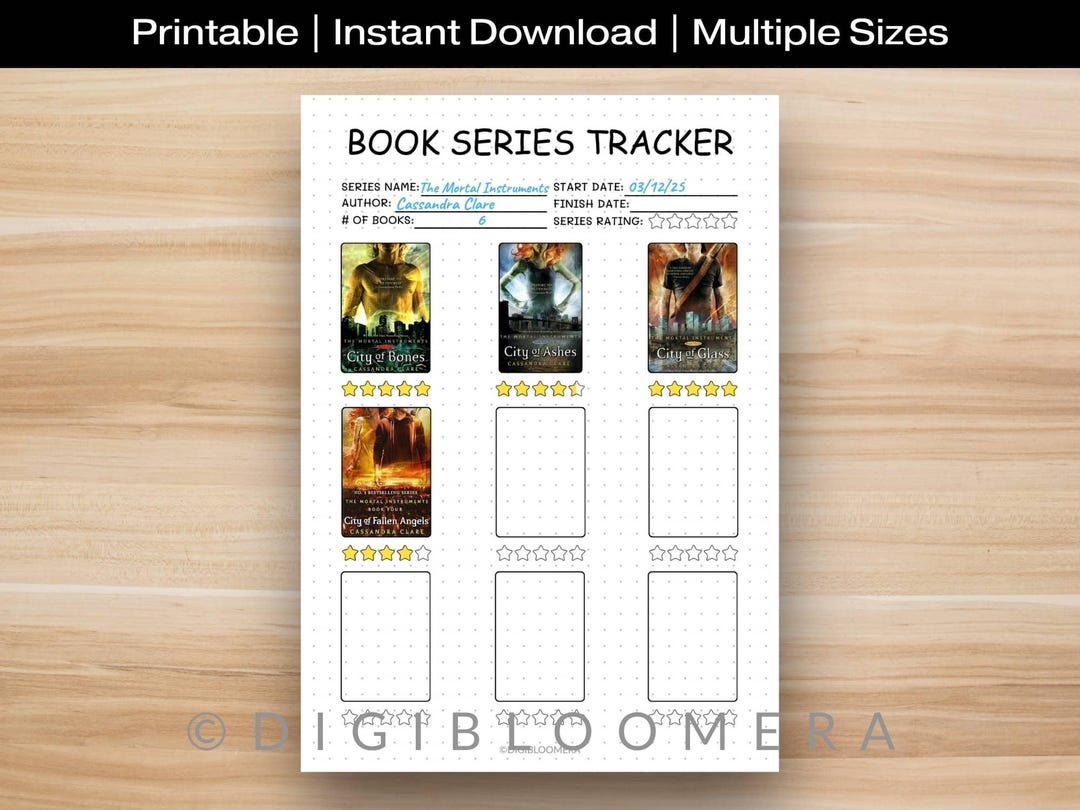 Book Series Tracker | Printable Reading Journal Page - Etsy