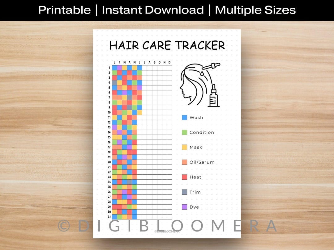 Hair Care Tracker, Printable Journal Page, Planner Page, Hair Routine ...