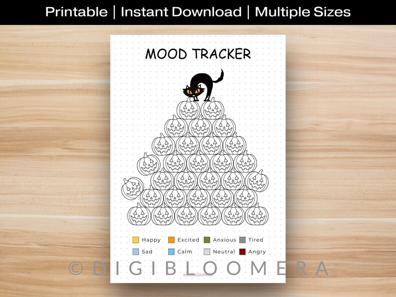Halloween Mood Tracker, Printable Journal Page, Feelings Tracker, Daily ...