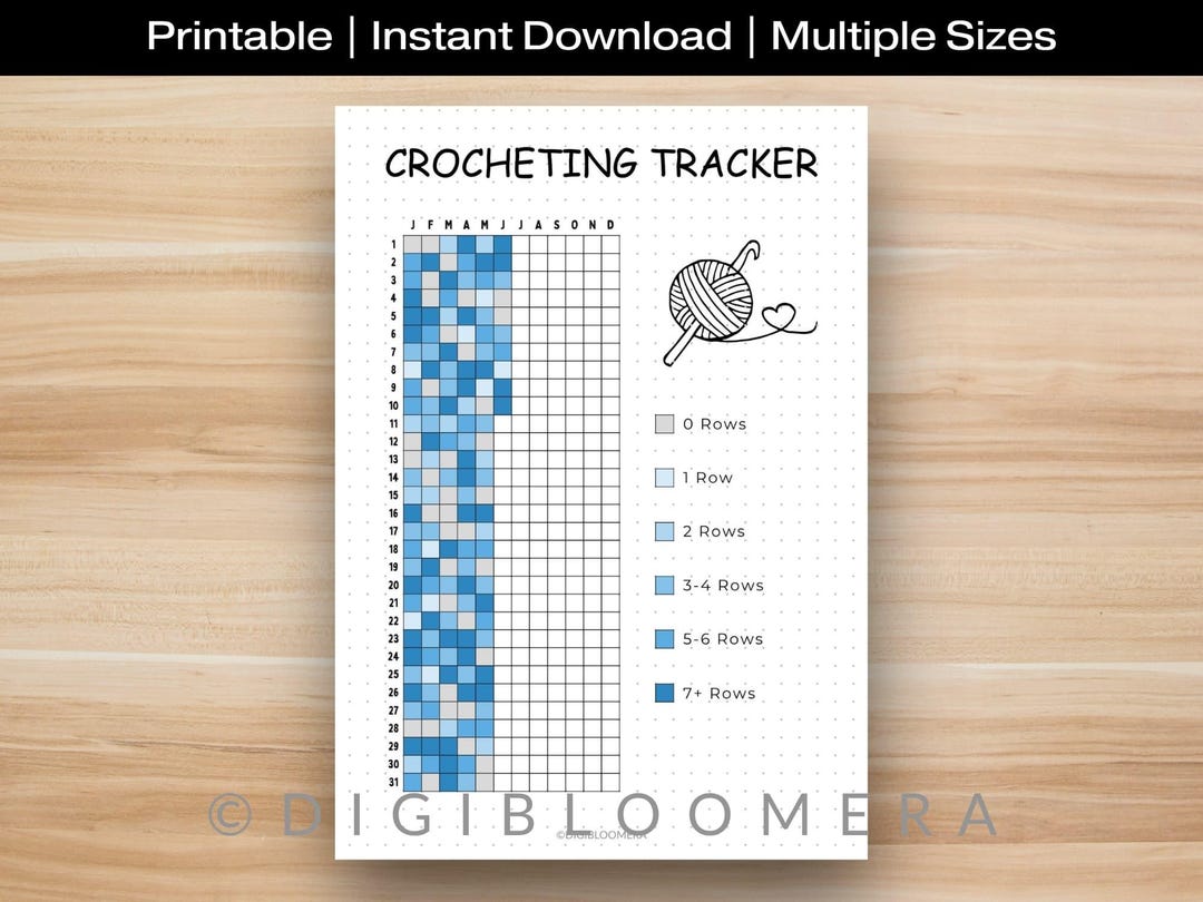 Crocheting Tracker, Printable Journal Page, Crochet Rows Log, Crochet ...