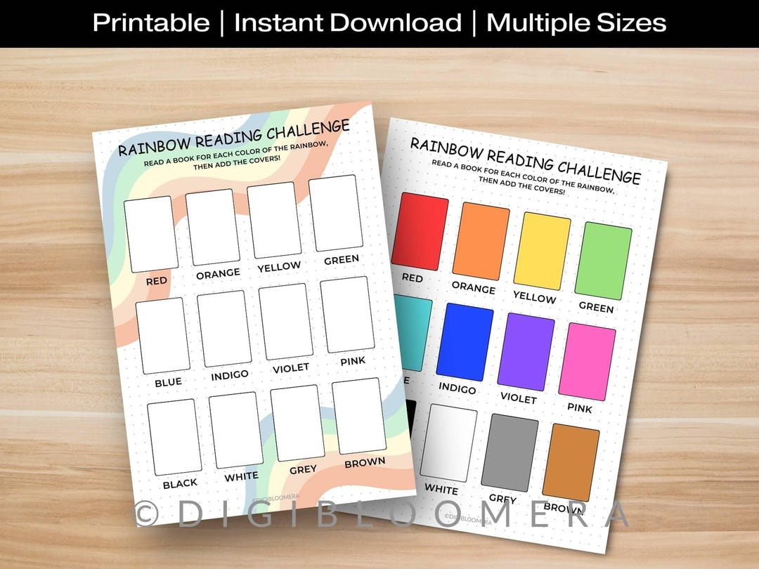 Rainbow Reading Challenge | Printable Journal Page | Book Tracker - Etsy