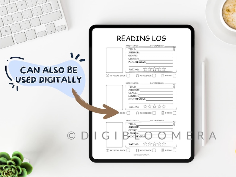 Reading Log | Printable Journal Page | Book Tracker - Etsy