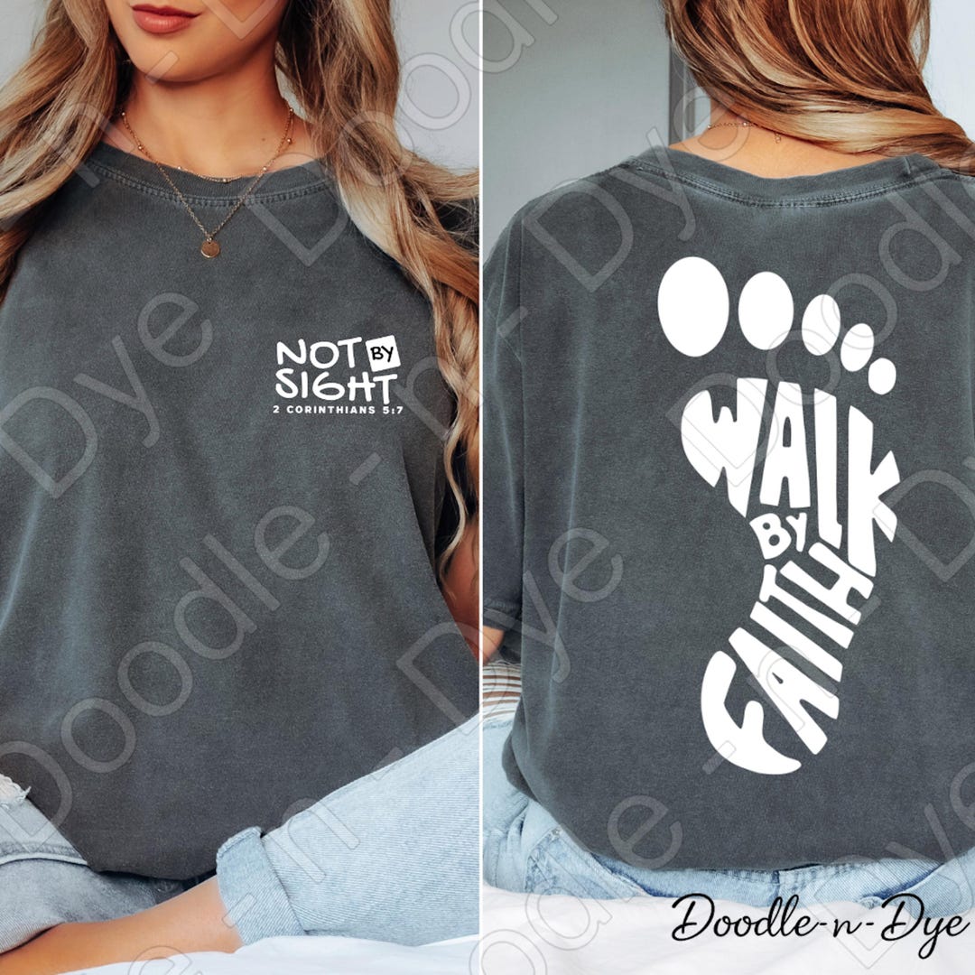 Christian Walk by Faith Footprint Graphic Tee • Bible Verse Apparel - Etsy