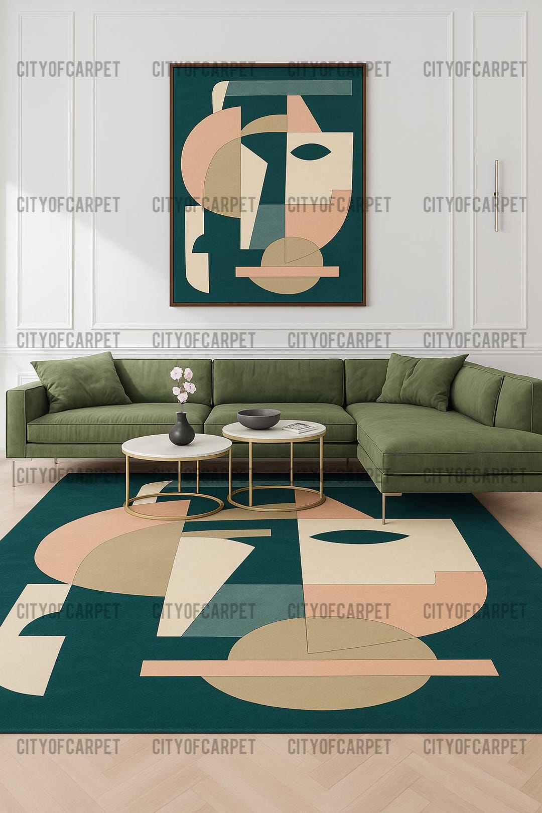 Abstract Face Hand Tufted Rug – Modern Geometric Art Carpet for Living ...