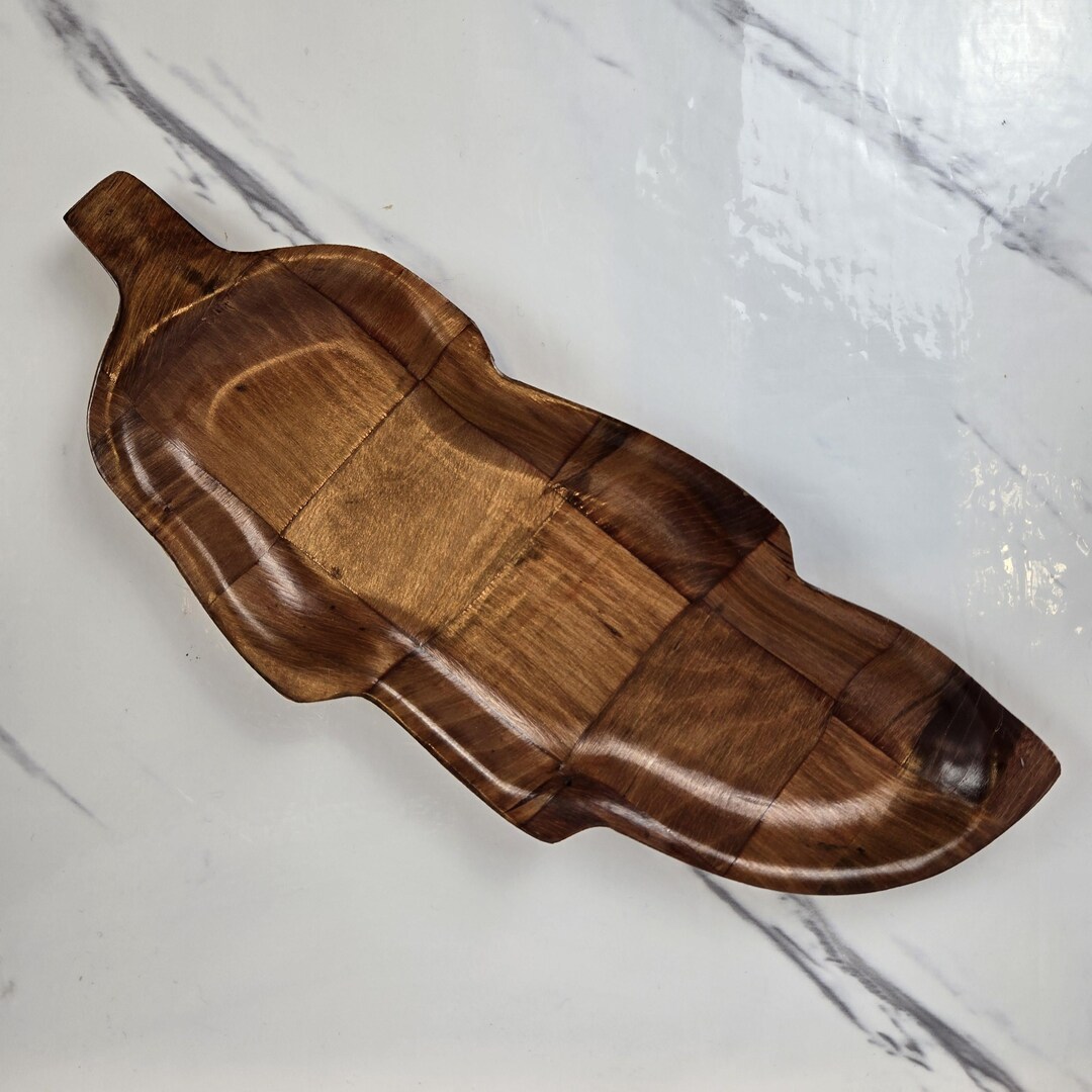 Vintage Hand-carved Monkey Pod Wood Leaf Tray - 1960s Philippine ...