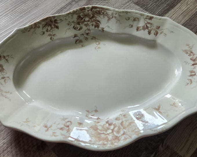 Antique W&H Colonial Pottery Platter / "cluny" Pattern Brown ...