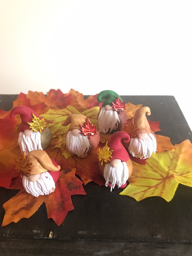 Fall Polymer Clay Leaf Gnome | Etsy