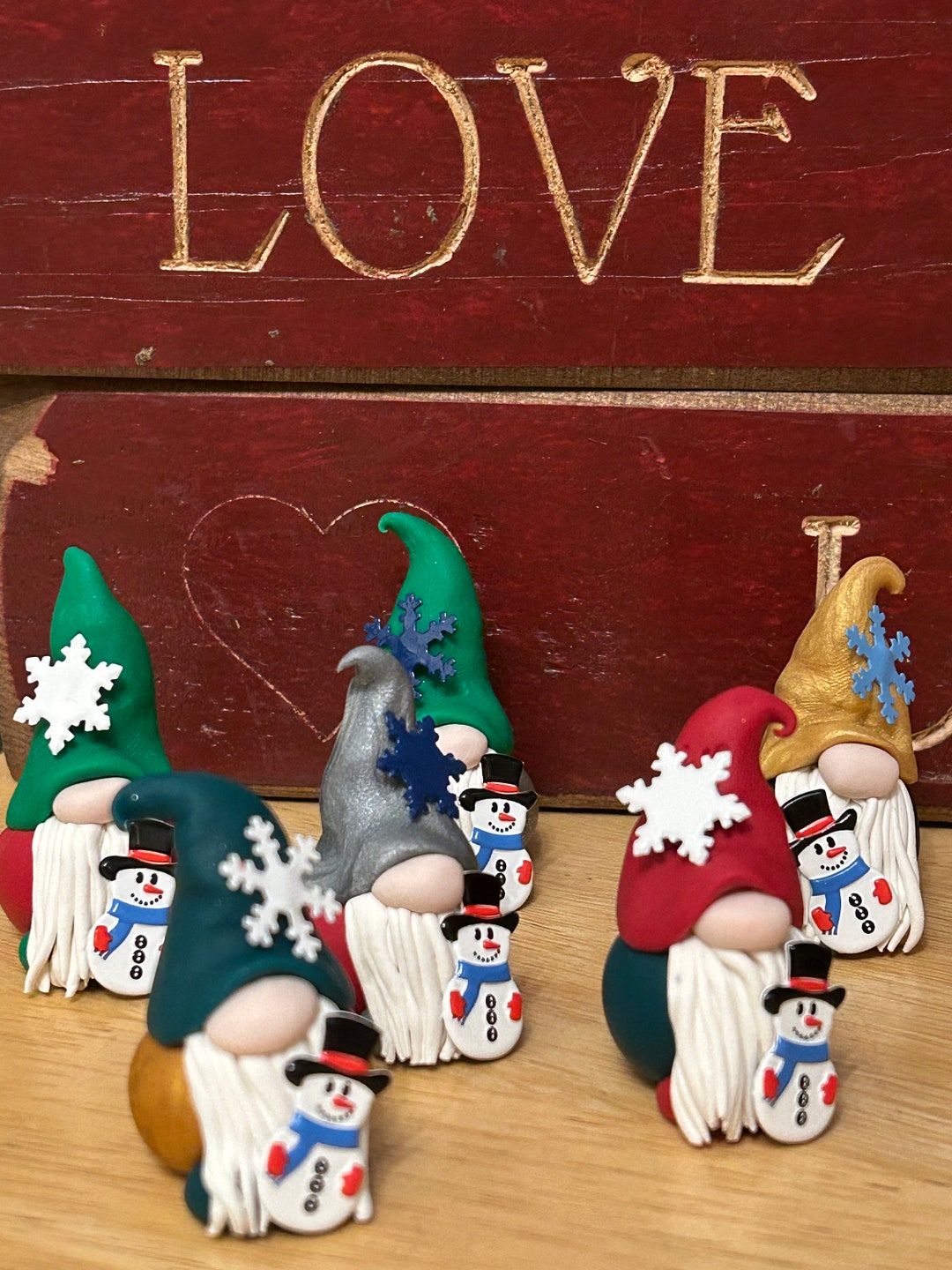 Winter Gnome and Snowfriend, Polymer Clay Gnome, Snowmen - Etsy