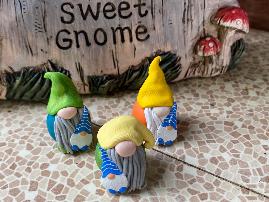 Small Polymer Clay Gnome With Gnome Friend Polymer Clay - Etsy
