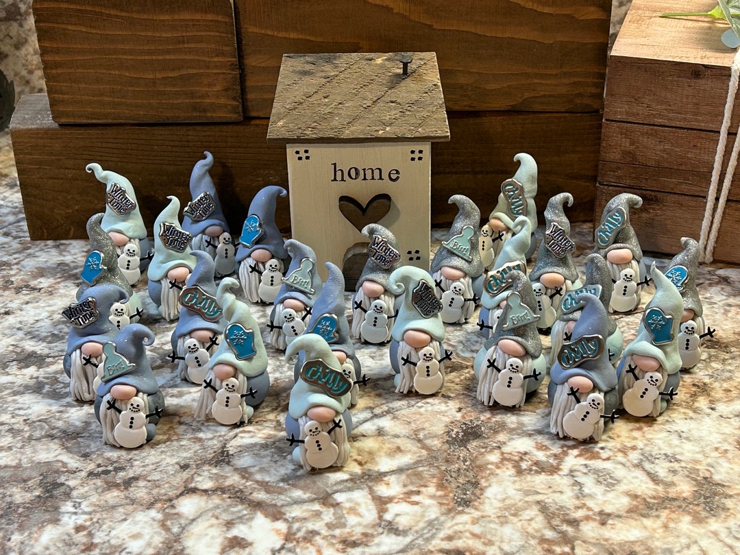 One Winter Snowman Gnome ,clay Gnome Creations, Gnome, Surprise Gnome ...