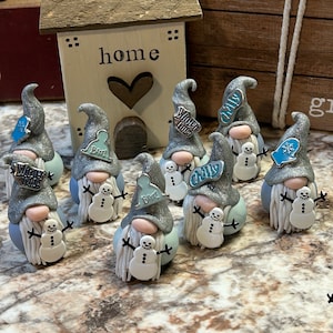 One Winter Snowman Gnome ,clay Gnome Creations, Gnome, Surprise Gnome ...