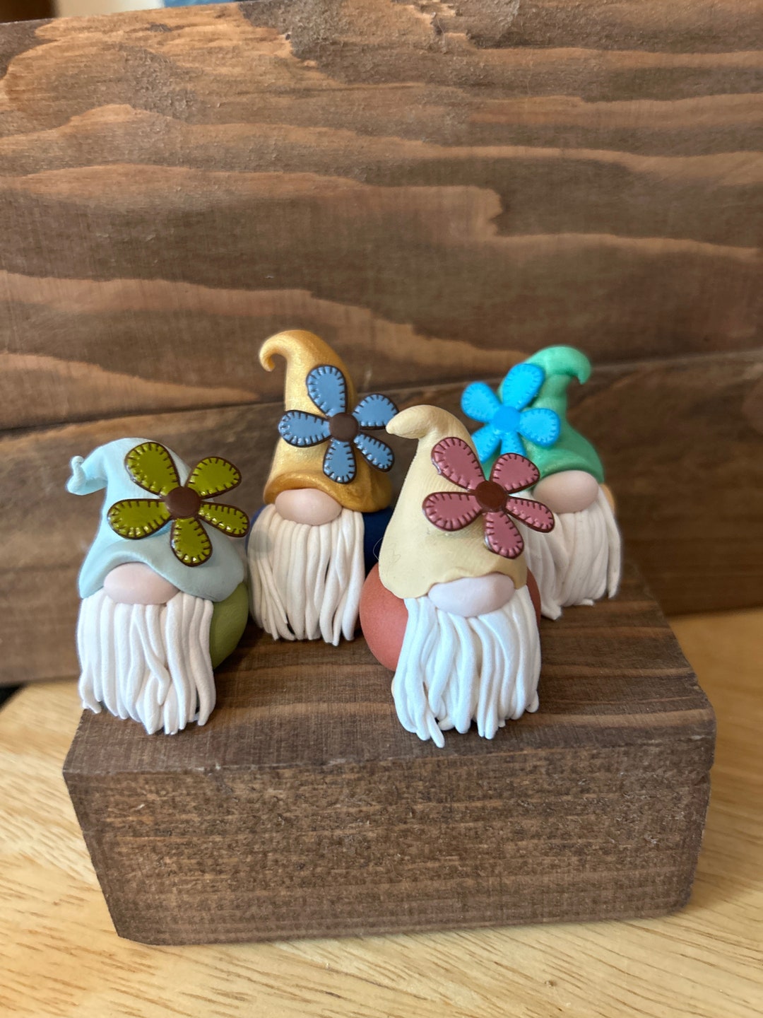 Small Polymer Clay Prim Flower Gnome - Etsy