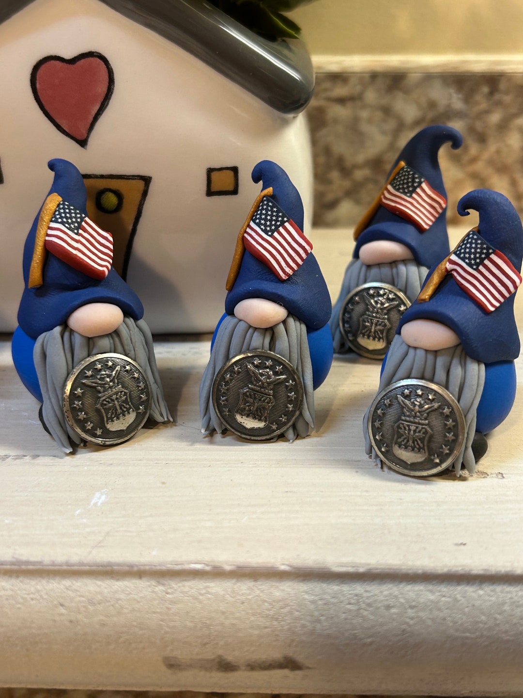 Air Force Gnome With Vintage Button, Polymer Clay Gnome - Etsy