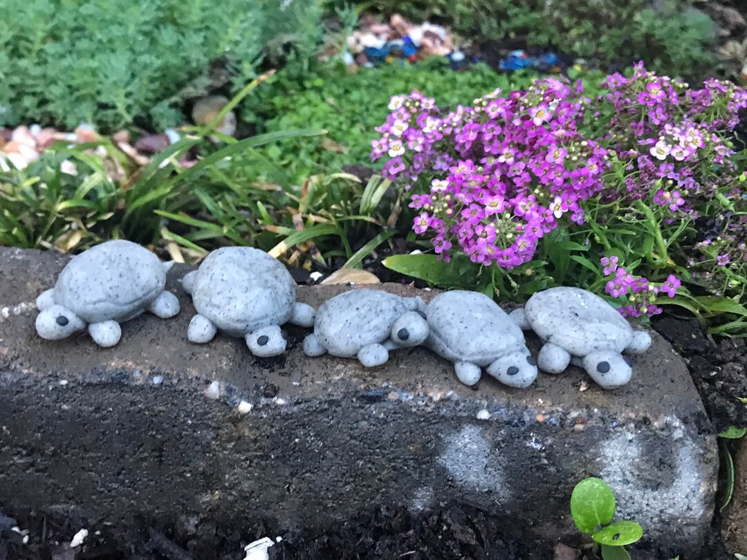 One Faux Granite Turtle Statue, Tiny Fairy Garden Turtle - Etsy