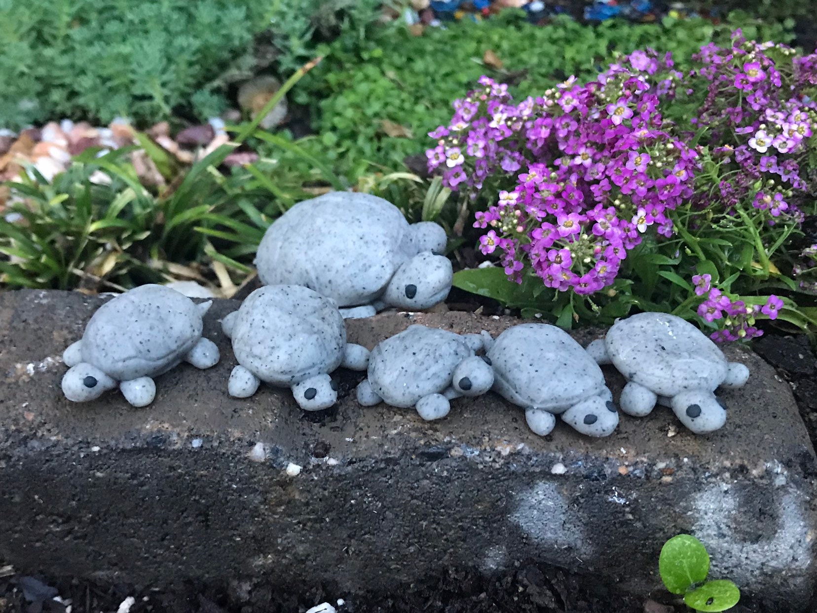 One Faux Granite Turtle Statue Tiny Fairy Garden Turtle | Etsy