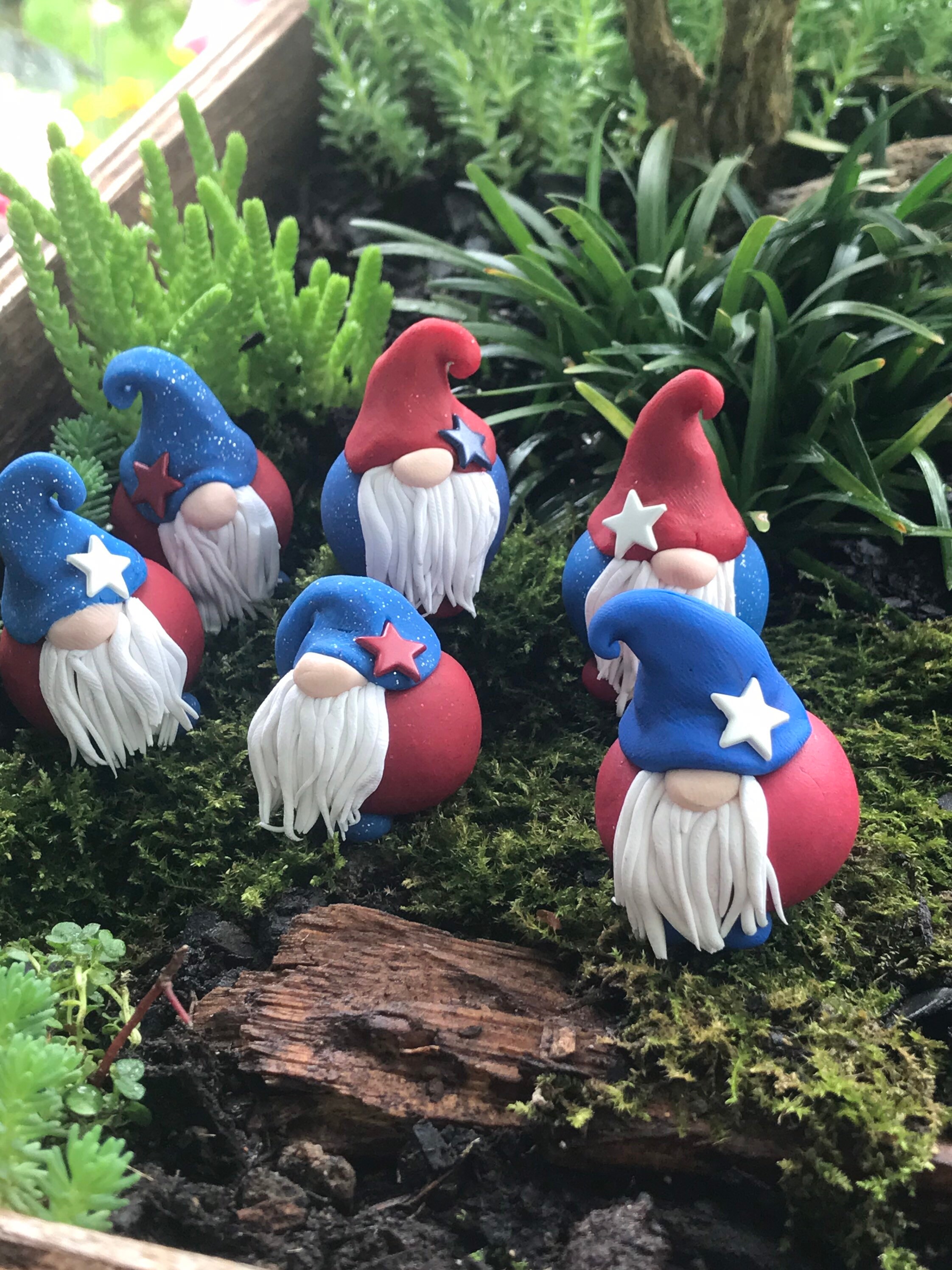 Sparkling Glitter Red White and Blue Gnomes, Polymer Clay Gnome - Etsy