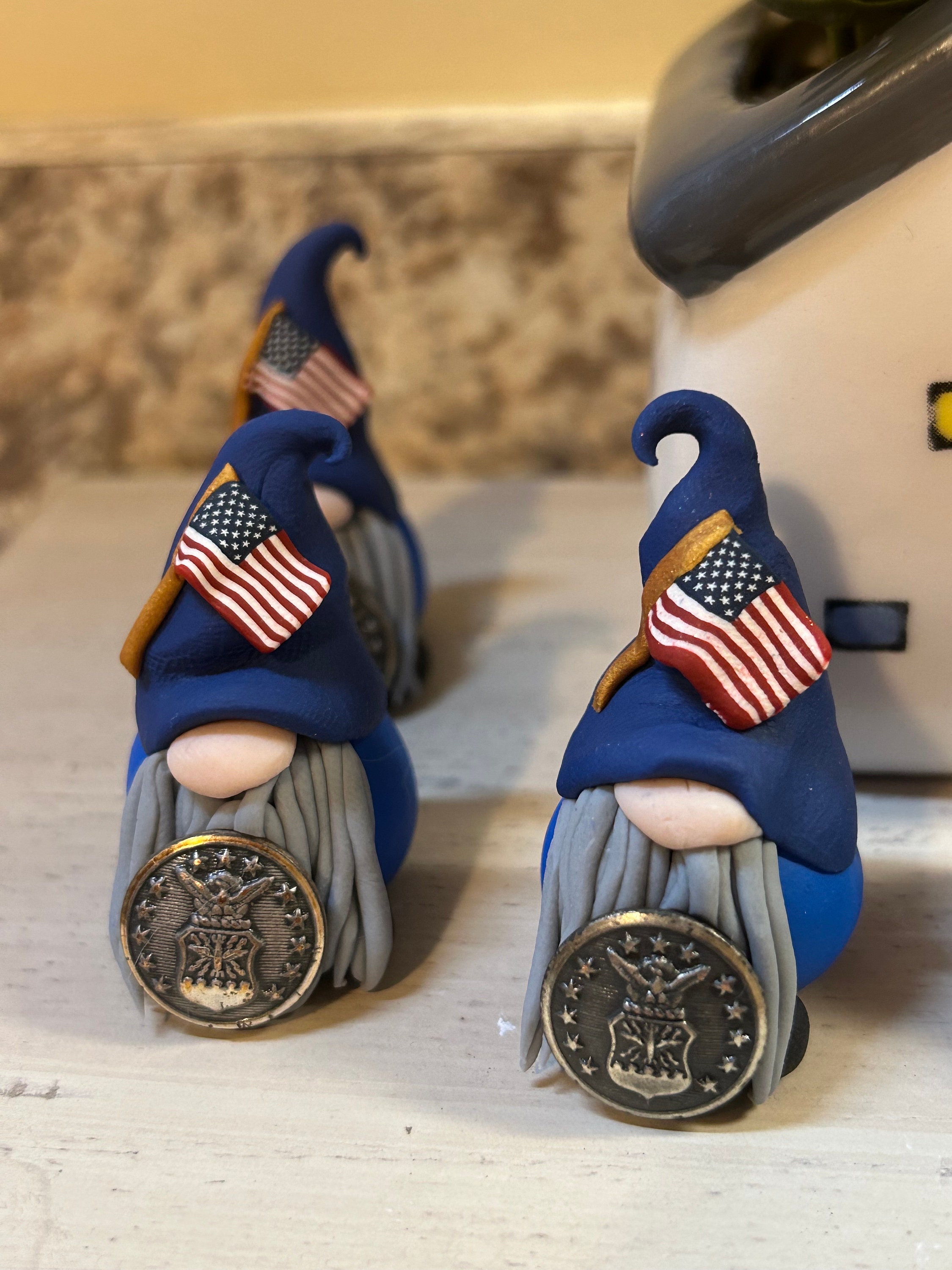 Air Force Gnome With Vintage Button, Polymer Clay Gnome - Etsy