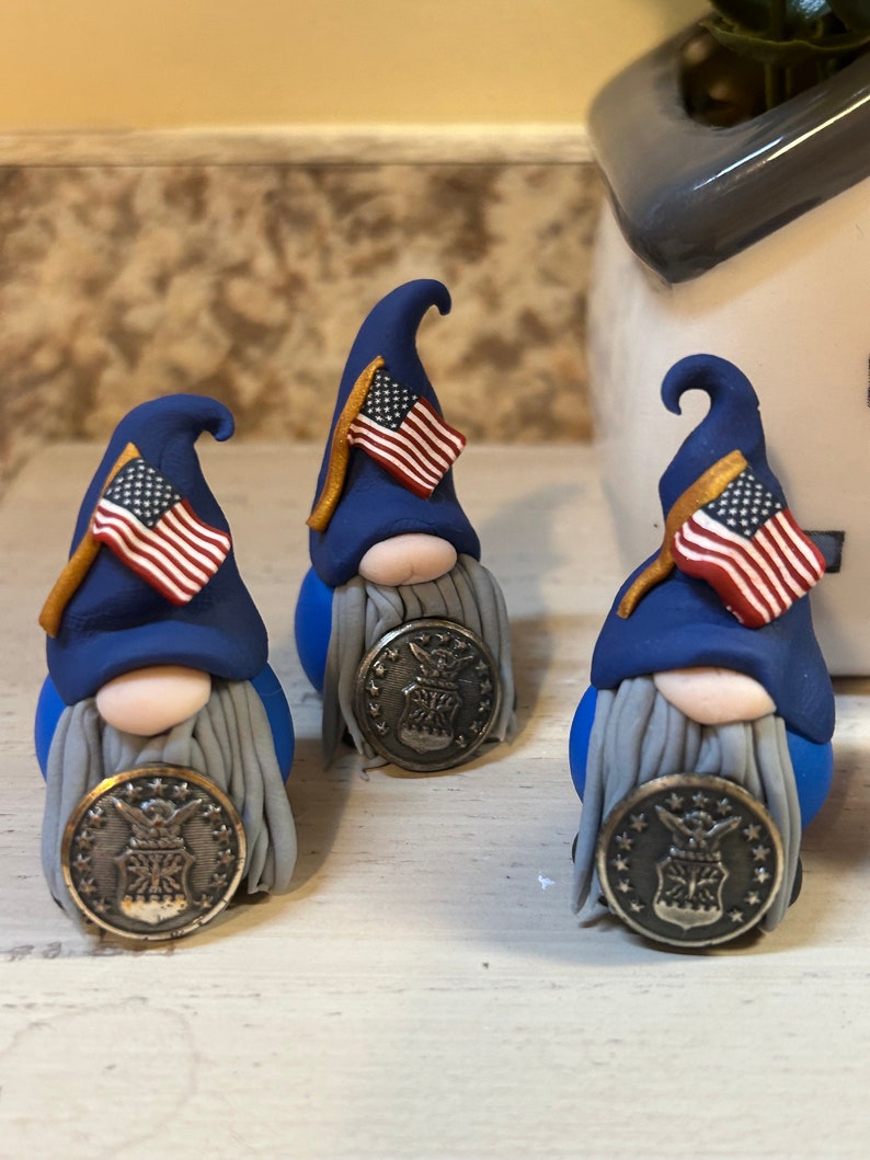 Air Force Gnome With Vintage Button, Polymer Clay Gnome - Etsy
