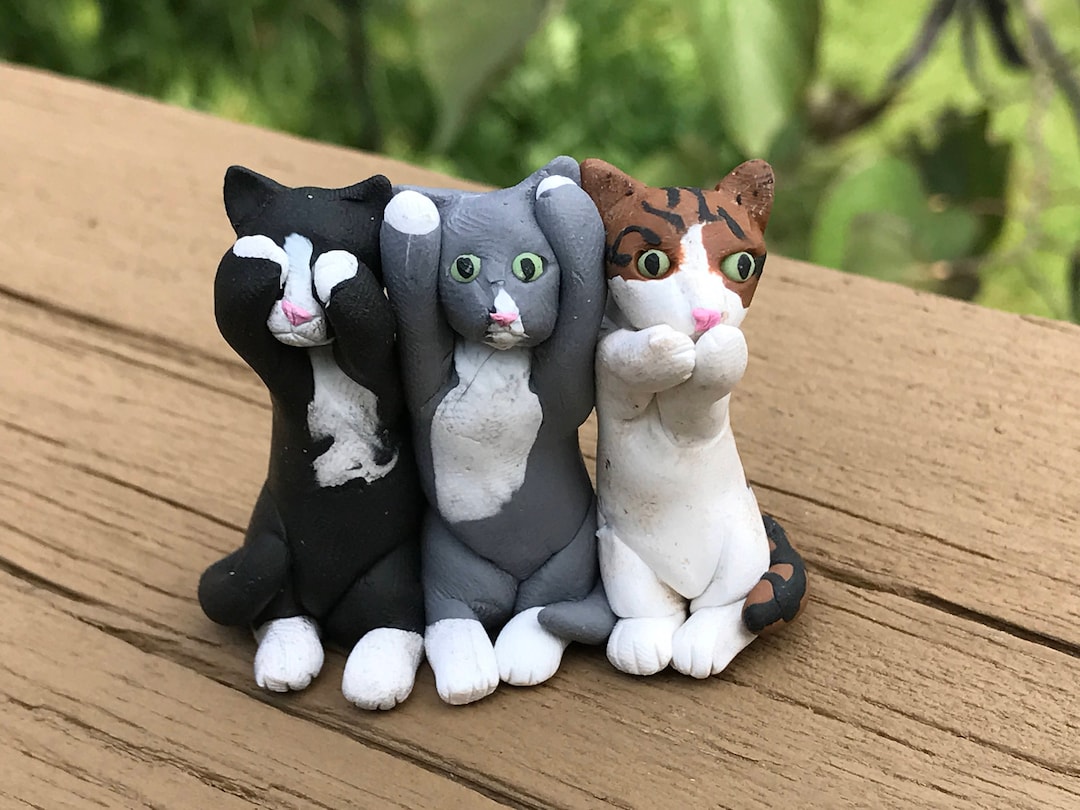 See No Evil Hear No Evil Speak No Evil Cat Set - Etsy