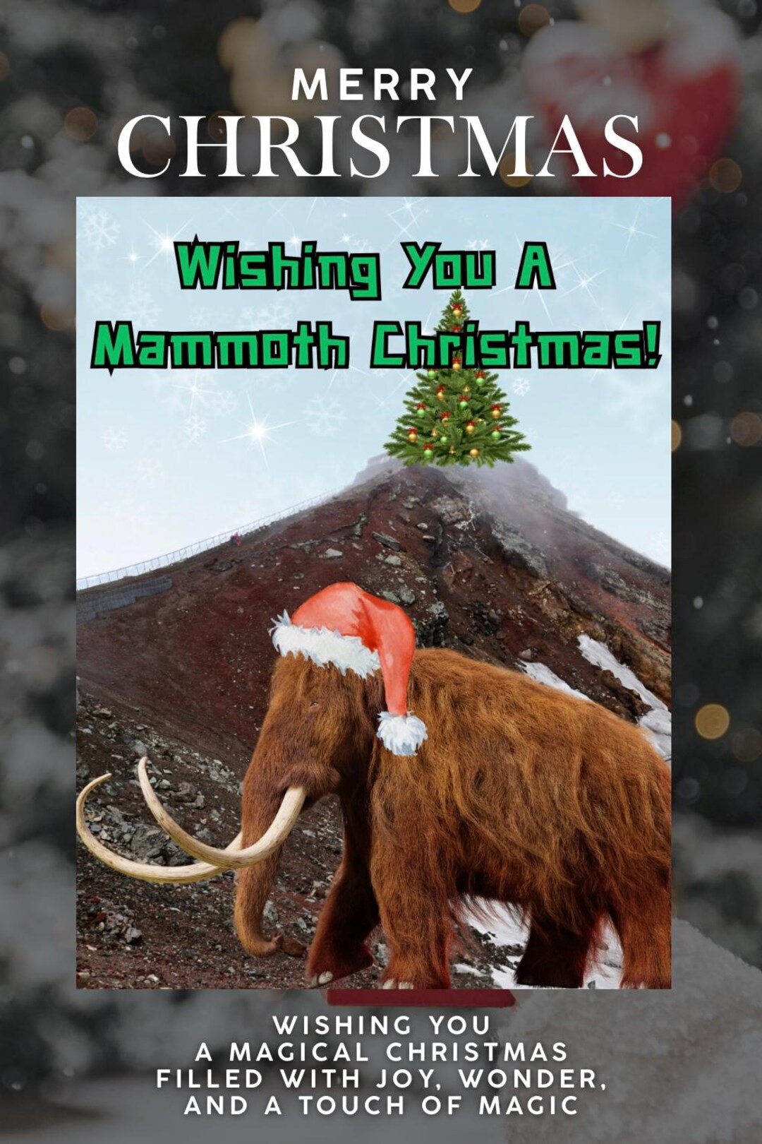 Woolly Mammoth Christmas Card | Funny Dino Holiday (digital Printable ...