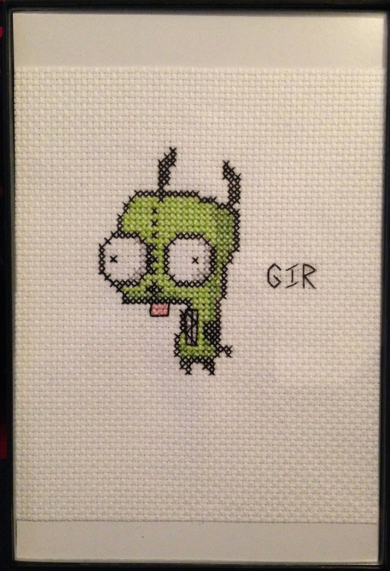 GIR - Invader Zim Framed Cross Stitch - Etsy