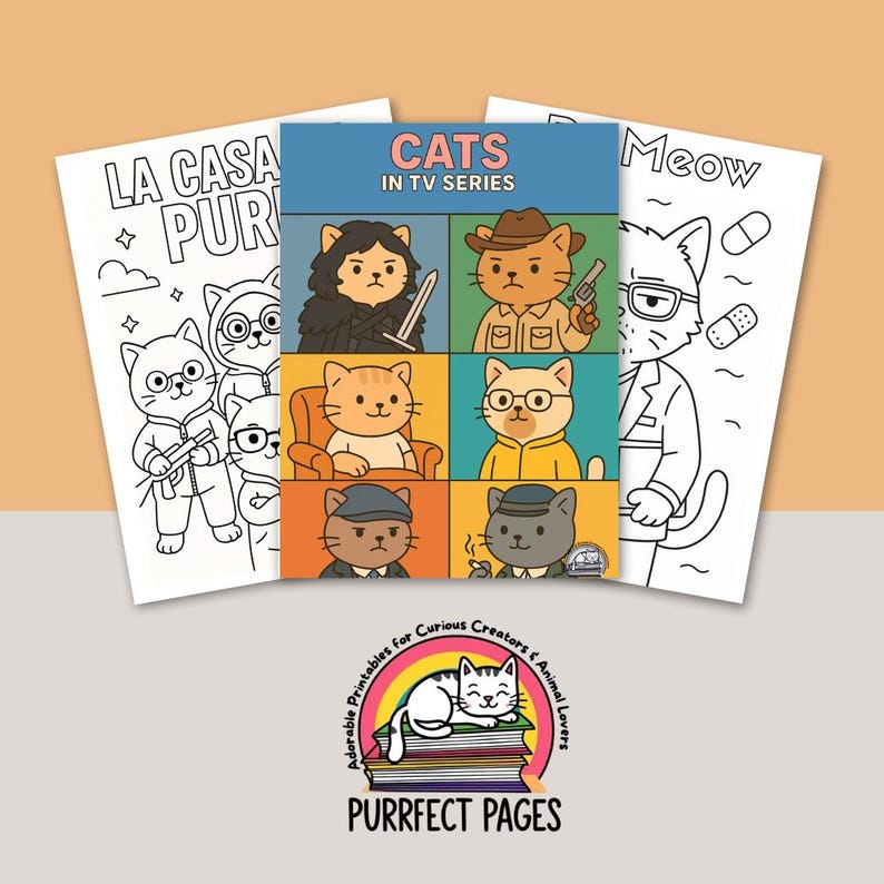 Cats in TV Series – Cozy Printable Coloring Book - Etsy