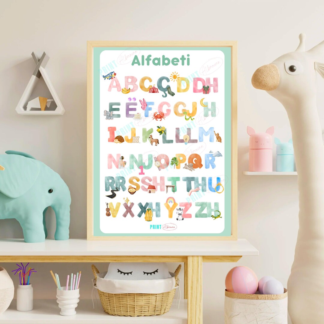 DIGITAL ONLY Albanian Alphabet Poster: Watercolor ABC Print for Kids ...