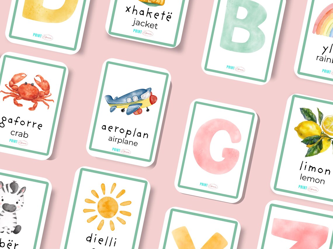 DIGITAL ONLY Albanian Alphabet Flashcards: ABC Learning, Shqip Print ...