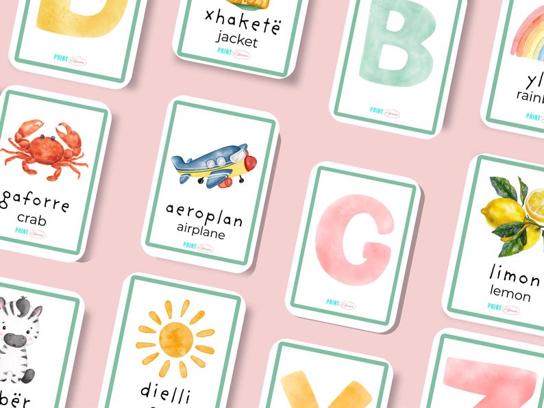 DIGITAL ONLY Albanian Alphabet Flashcards: ABC Learning, Shqip Print ...