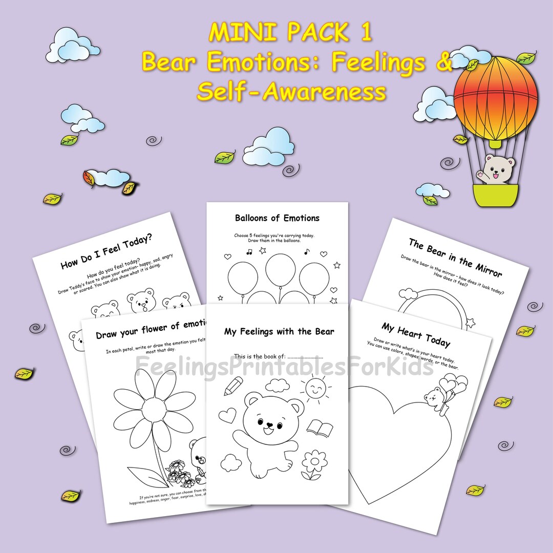 Bear Emotions Worksheets for Kids | Printable SEL Activities for Self ...