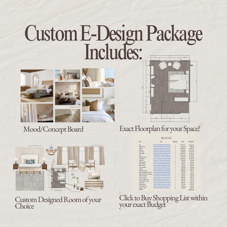 Custom E-design Mood Board + Floor Plan & Shopping List | Virtual Interior Design Service - Etsy