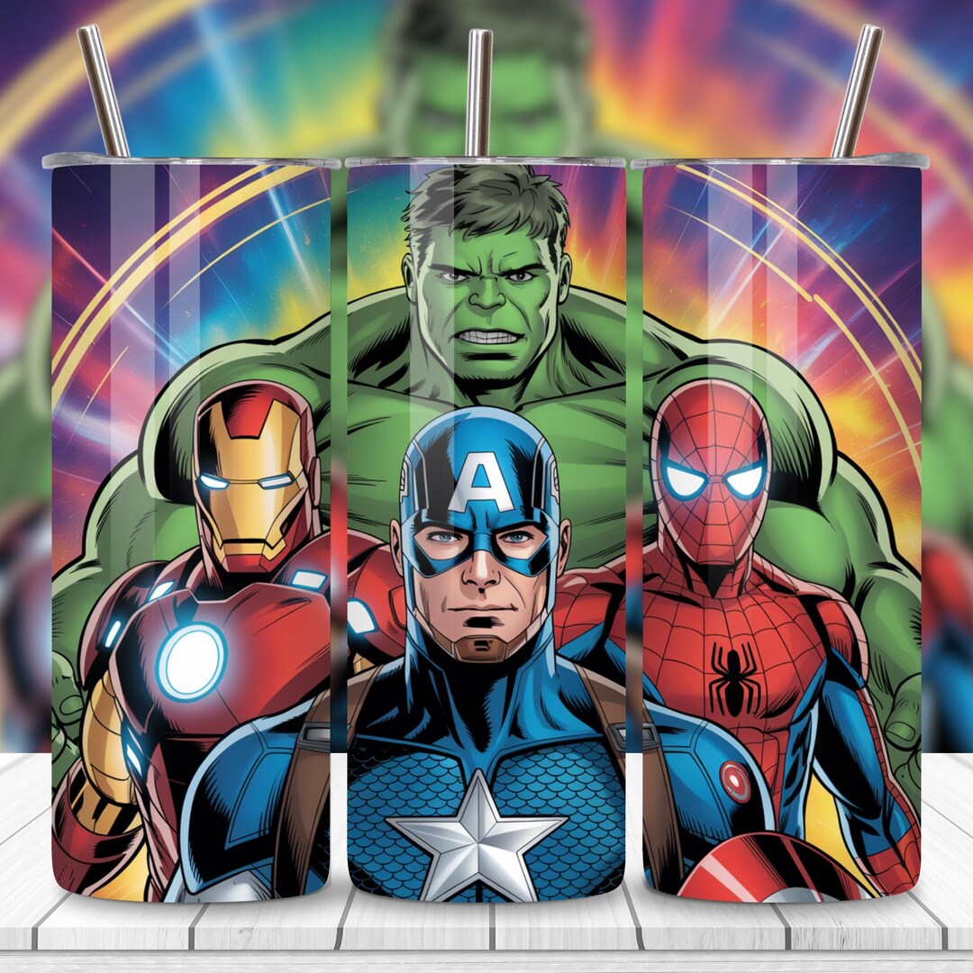 Marvel Avengers Heroes Sublimation Tumbler Wrap 20oz PNG | Superhero ...