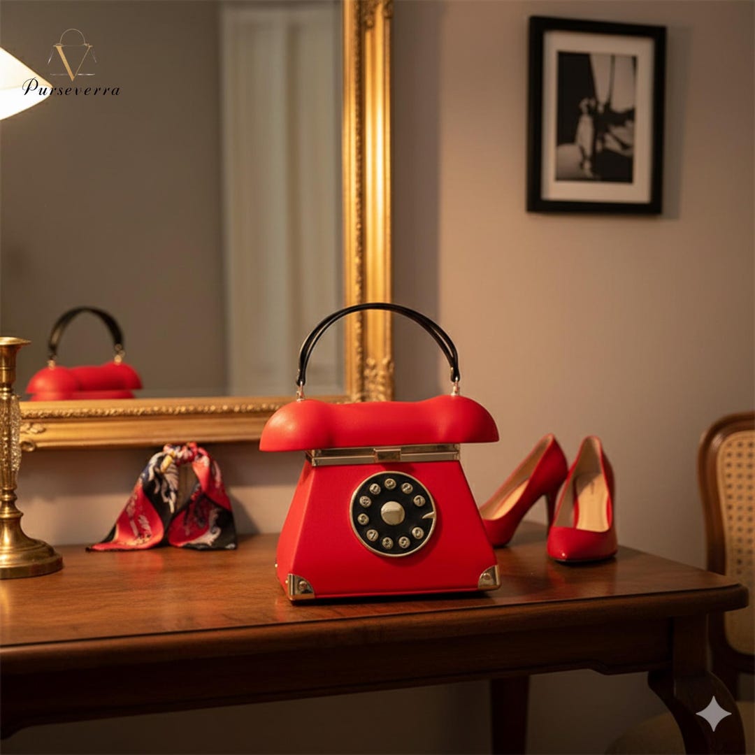 Vintage Telephone Leather Handbag | Retro Phone Bag for Women | Quirky ...