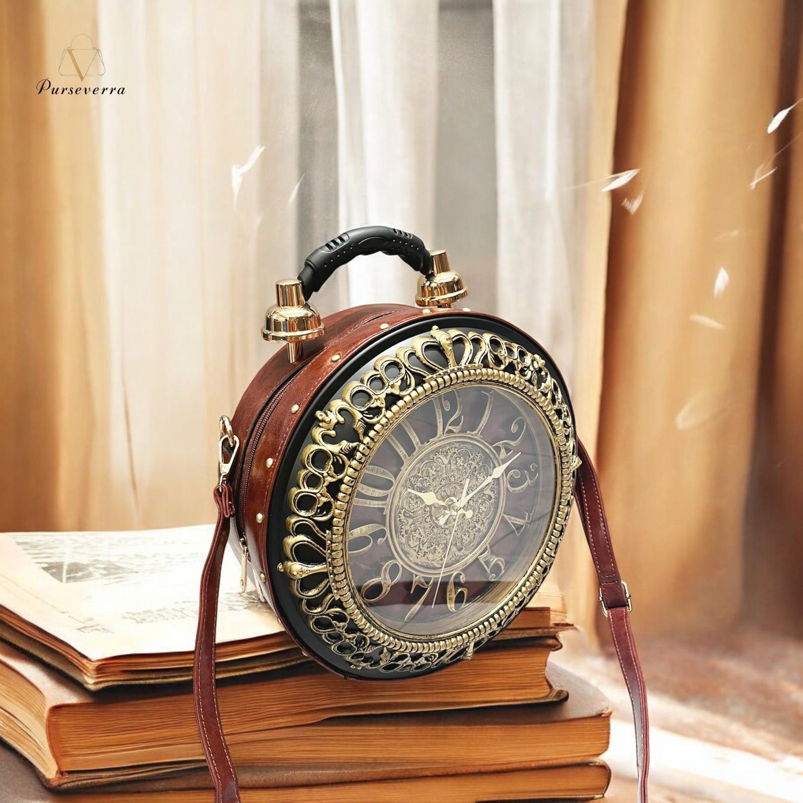 Clock Shoulder Bag: Luxury Faux Fur Lined PU Leather Purse - Etsy